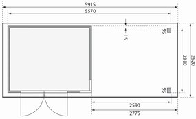 Dřevěný zahradní domek KERKO 5 s přístavkem 280 Lanitplast