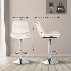 Barová židle Laurel umělá kůže chromovaná konstrukce – bílá