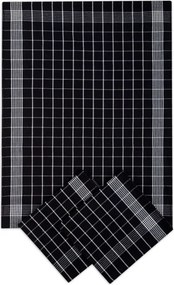 SVITAP sleep well Kuchyňské utěrky z egyptské bavlny –  Pozitiv černá s bílým vzorem 50x70 cm, 3 ks