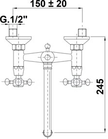 SAPHO ANTEA retro nástěnná baterie, horní ramínko, bronz 3366