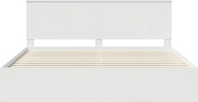 Rám postele s čelo Bílá 200 x 200 cm Masivní borové dřevo 3410965
