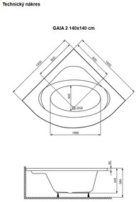 Arttec Gaia 2 Classic SOR01855 vana rohová akrylátová 140 x 140 cm