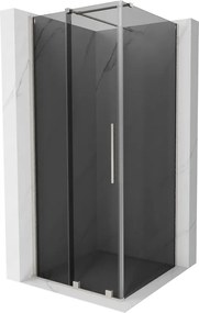 Mexen Velar, sprchový kout s posuvnými dveřmi 100 x 100 cm, 8mm šedé sklo, broušená ocel, 871-100-100-41-97