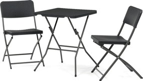Zahradní set LITTLE 1+2 - šedý plast / šedá kovová konstrukce