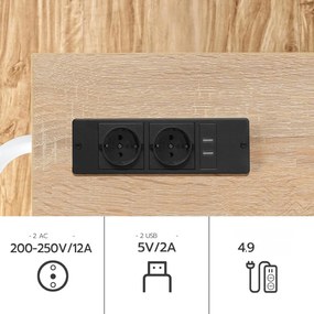 Pojízdný kuchyňský vozík s prodlužovacím kabelem Vasagle Marley 65 cm bílý/dub přírodní