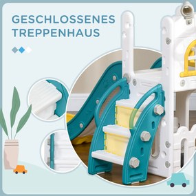 Dětská skluzavka, 5 v 1, skluzavka pro batolata s basketbalovým košem, teleskopická prolézačka žlutá 70 x 177 x 92 cm