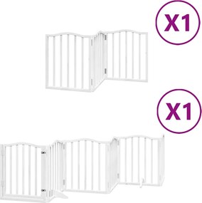Zábrana pro psy s dvířky skládací 9 panelů bílá 450 cm topol 3155591