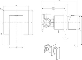 Sapho, LATUS podomítková bidetová baterie, 1 výstup, chrom