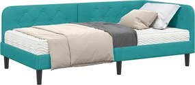 Rohový rám postele Tyrkysová 90 x 200 cm samet 3394162