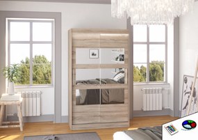 ADRK Furniture Posuvná skříň se zrcadlem a LED osvětlením KOLORADO 120 ADRK-SW-KOL-T-120+L