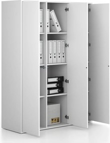 Kancelářská skříň FRAME, 3x dveře, 1299 x 450 x 1735 mm, PUSH-lock, bílá