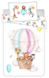 Jerry Fabrics Bavlněné povlečení do postýlky – Zvířátka Flying baloon baby 100×135cm 40×60cm
