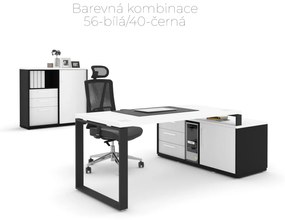 NABYTEK-DESIGNOVY.CZ - DEKB140LP - Komoda kancelářská EPIC, 3 zás., délka 140/160cm, 60cm hloubka, L/P, dub/černá