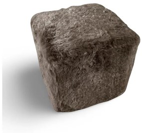 Kožený taburet, ovčí kůže, šedohnědá taupe, barvená kůže, kostka 45