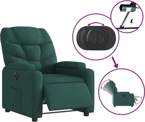 Elektrické polohovací křeslo tmavě zelené textil 3204578