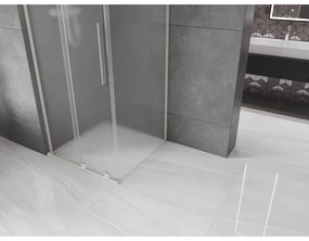 Mexen Velar L, sprchový kout s posuvnými dveřmi 100 x 100 cm, 8mm sklo námraza, broušená ocel, 871-100-100-33-97
