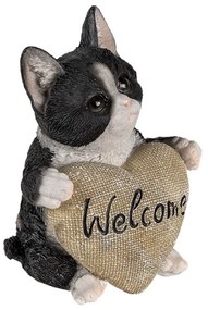 Dekorativní soška koťátka se srdcem Welcome – 12x9x15 cm