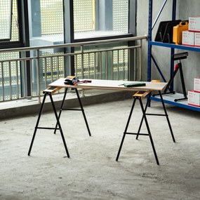 Pracovní kozlík HOMCOM skládací ocelový kozlík s protiskluzovou úpravou v oranžové a černé barvě 99,5 x 50 x 78 cm s nosností 125 kg