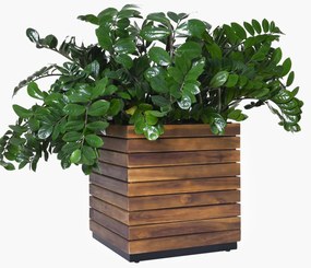 Květináč BLOCK, dřevo akácie, výška 46 cm, hnědá