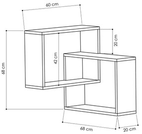 Rohová nástěnná police RING 68x68 cm bílá
