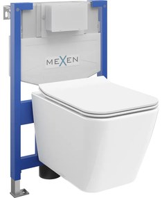 Mexen WC podomítkový set Felix XS-F stojan s WC mísou Cube i deską wolnoopdającą, Bílá - 68030924000