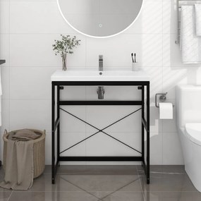 Koupelnový regál pod umyvadlo černý 79 x 38 x 83 cm železo