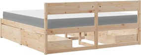 Postel se zásuvkami a matrací 200 x 200 cm masivní borovice 3281886