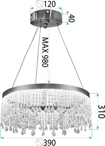 Toolight Toolight, LED závěsné osvětlení 40cm, 18W, 4000K, APP1730-1CP, zlatá, OSW-04341