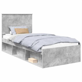 Rám postele s čelo Beton 90 x 200 cm Masivní borové dřevo 3409411