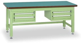 Dílenský stůl GL se 2 závěsnými boxy na nářadí, MDF + PVC deska, 4 zásuvky, 2100 x 750 x 800 mm