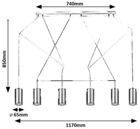 Rabalux 72018 - Lustr na lanku ASLAUG 6xGU10/50W/230V