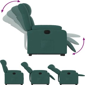 Elektrické zvedací polohovací křeslo tmavě zelené textil 3205346
