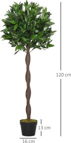Sada 2 umělých vavřínových stromů Outsunny, 120 cm umělé rostliny v cementových květináčích, interiérové rostliny, umělé rostliny pro interiér a exte…