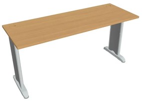 Stůl pracovní rovný 160 cm hl. 60 cm - Hobis Flex FE 1600 Dekor stolové desky: buk, Barva nohou: Stříbrná
