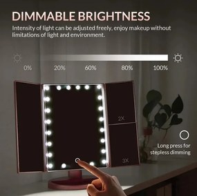 Zrcátko třípanelové s LED Dot osvětlením - černé