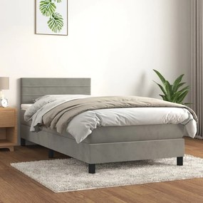 Box spring postel s matrací světle šedá 80 x 200 cm samet,  3141329