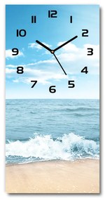 Wallmuralia Nástěnné skleněné hodiny Pláž a moře 30x60 cm