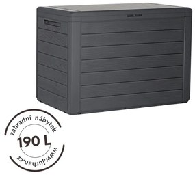 Zahradní úložný box WOODEBOX, 190L, 78x44x55cm, antracitová Prosperplast