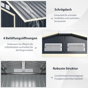 Costway Sada 2 kůlny na nářadí kovová prodloužená- + kůlna na nářadí