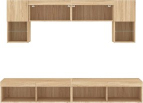 6dílná obývací stěna s LED dub sonoma kompozitní dřevo 3216706