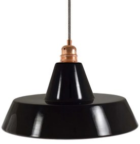 creative cables Závěsná lampa s textilním kabelem, industriálním keramickým stínidlem a kovovými detaily Barva: Černá-měď