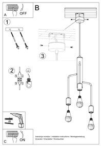 Lustr Duomo 3, černé tělo svítidla, m