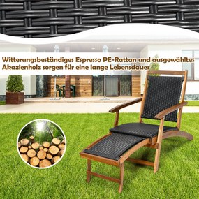 Costway Lehátko skládací zahradní lehátko s výsuvnou nožní částí a ergonomickou