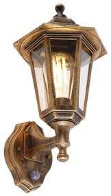 Klasická venkovní nástěnná lampa starožitné zlato s pohybovým senzorem - New Haven