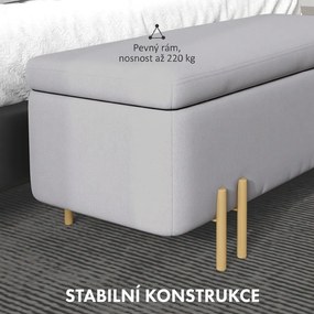 Čalouněná lavice s úložným prostorem, šedá, 100 x 40 x 42 cm 838-024GY