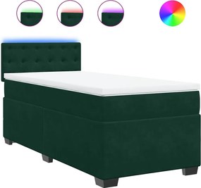 Box spring postel s matrací tmavě zelená 90x200 cm samet 3288513