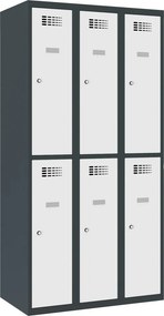 MALOW Šatní skříň dělená Sus 332 W šířka 900 mm [světle šedá, světle šedá, cylindrický zámek]