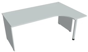 Stůl ergo levý 180*120 cm - Hobis Gate GE 1800 L Dekor stolové desky: šedá, Dekor lamino podnože: šedá, Barva nohy: stříbrná