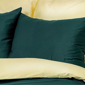 Saténové povlečení LUXURY COLLECTION tmavě zelené/smetanové - 1x 140/220, 1x 70/90cm