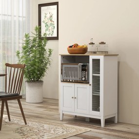 HOMCOM Mikrovlnková Skříň, Kuchyňská Skříňka, Buffet se 1 Niche a 3 Dveřmi, Systém Řízení Kabelů, pro Kuchyň, Jídelnu a Obývací Pokoj, 80 x 35 x 97 c…